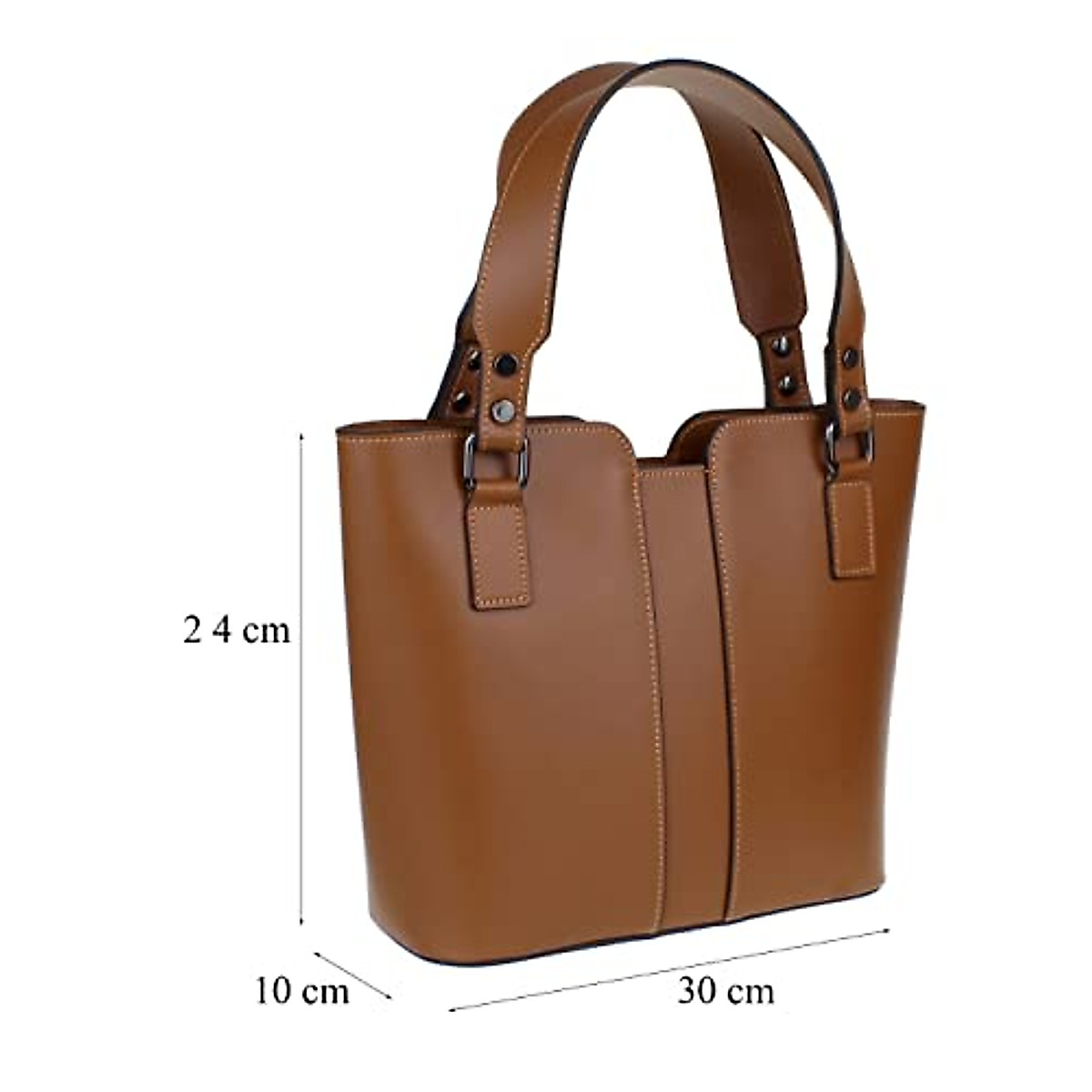 Girly HandBags Womens Plain Italian Genuine Leather Crossbody Tote Bag Tan