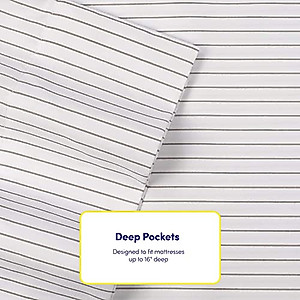 Twin Size Bed Sheets - 4 Piece 1500 Supreme Collection Fine Brushed Microfiber Deep Pocket Twin Sheet Set Bedding - 1 EXTRA PILLOW CASES, GREAT VALUE, Twin, Pinstripe White