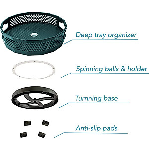 Plastic Turntable Cabinet Organizer, 12" Inch Spice Rack Turntable with 360º Rotation for Cabinets, Refrigerator, Pantry, Office, Bathroom, Etc. (Green)