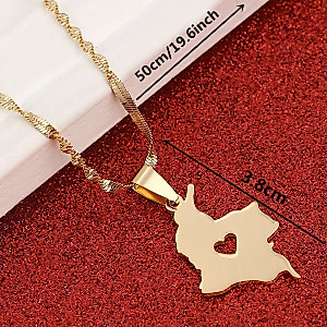 Stainless Steel Colombia Map Pendant Necklace Colombian Map Jewelry