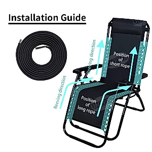Zero Gravity Chair Replacement Cord Laces, Repair Cord Elastic for Zero Gravity Chair Recliners Chair Lawn Chair Elastic Replacement Cords Kit for Lounge Chair, Bungee Beach Chair (8 Cords)