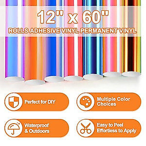 TECKWRAP Opal Chrome Holographic Adhesive Vinyl Bundle 12" x 60"/Rolls for DIY Craft, Arts (Opal White,Green Malachite,Peacock Blue,Beige Orange, Hyacinth Blue,Yellow Pink,Hot Pink)
