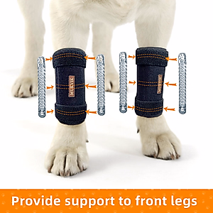 MUKVIK Dog Front Leg Brace, 1 Pair Dog Canine Front Leg Compression Brace Wrap with Metal Strips, Protects Wounds, Brace Heals, Prevents Injuries and Sprains, Helps Arthritis (S/M)