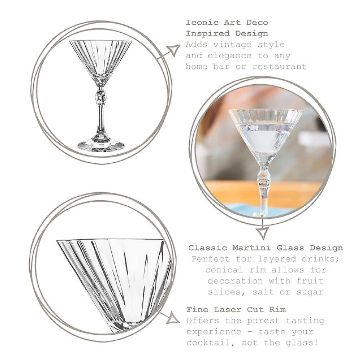 Bormioli Rocco America '20s 8.5 oz. Martini Glass, Clear, Set of 4