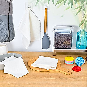 belhope Bamboo Kitchen Dish Cloths, Absorbent Quick Drying Reusable Cleaning Cloths, 9.8 x 9.8 Inches, 6-Pack, White