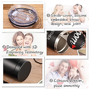 2 Pieces Father of the Bride Tumbler 20 oz Engraved Father of the Groom Travel Mug Father of the Bride Wedding Gifts Black Insulated Tumbler with Lid Straws Brushes for Wedding Rehearsal Party