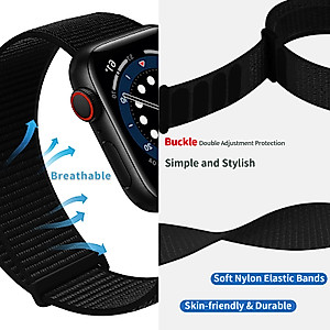 5 Pack Sport Loop Bands Compatible with Apple Watch Band 38mm 40mm 41mm 42mm 44mm 45mm Women Men, Soft Nylon Braided Elastic Strap Replacement Wristband for iWatch Series 7/6/5/4/3/2/1/SE