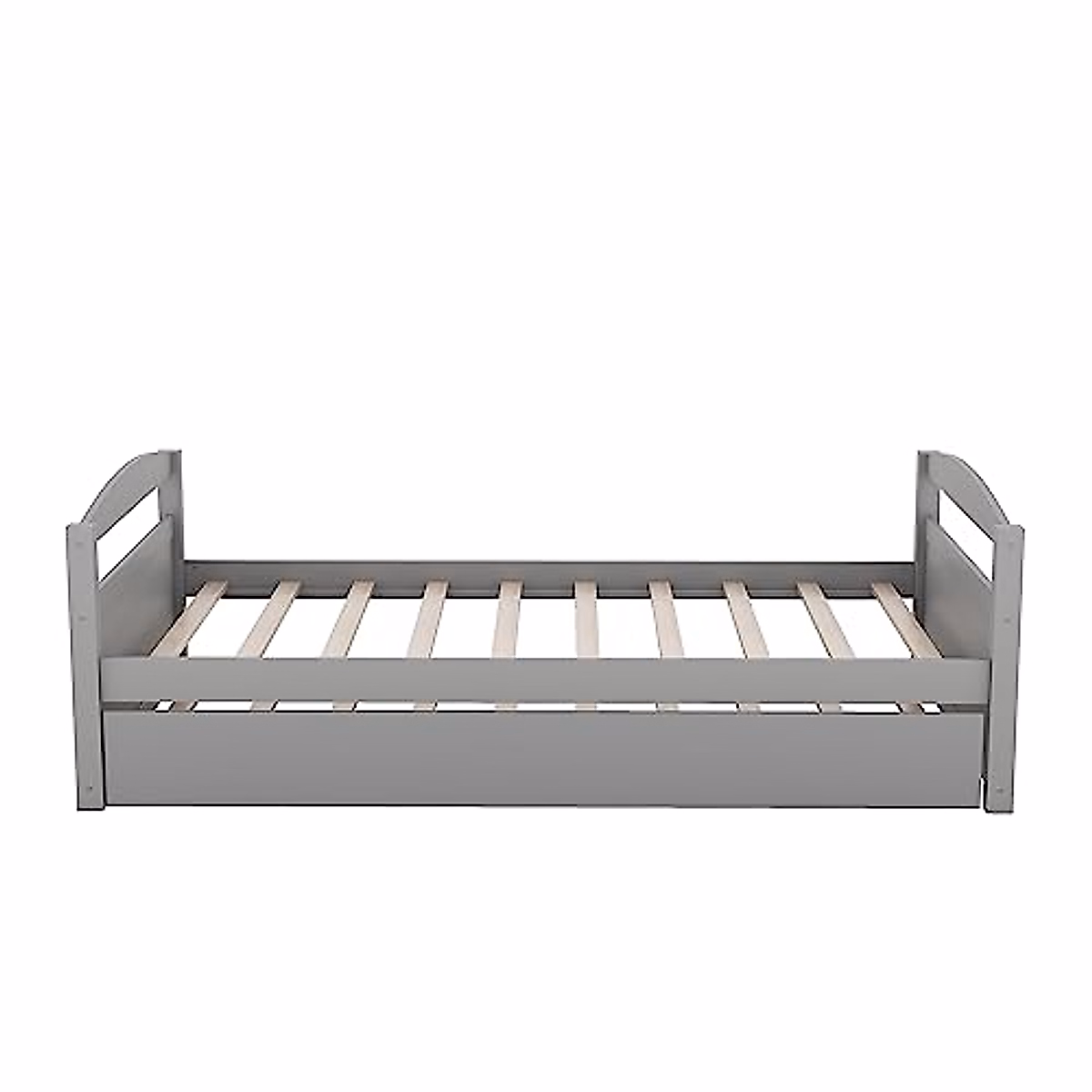 Harper & Bright Designs Twin Daybed with Trundle, Solid Wood Bed Twin Size Bed Sofa Platform Bed Frame, No Box Spring Needed (Twin Size, Gray)