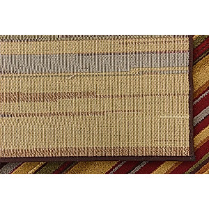 Unique Loom Barista Collection Modern, Abstract, Stripes, Urban, Rustic, Warm Colors Area Rug, 8' 0 x 10' 0 Rectangular, Multi/Beige