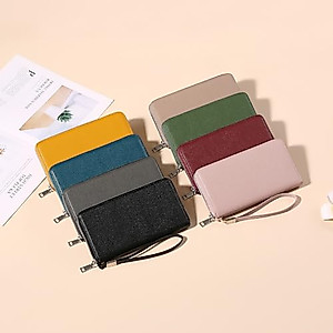 GOIACII Womens Wallet RFID Blocking Leather Zip Around Wallet Large Capacity Long Purse Credit Card Clutch Wristlet