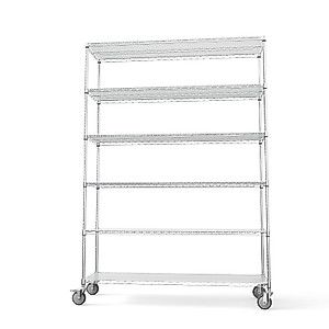 6 Tier 6000lbs Metal Shelf Wire Shelving Unit, Heavy Duty Adjustable Storage Rack with 5in Wheels and Shelf Liners - 18" D x 60" L x 87.5" H - Chrome