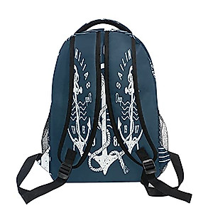 YoCosy Ocean Sea Nautical Anchor Pattern School Backpack for Teen Girls Boys Lightweight Student Backpack Travel Bookbag Laptop Casual Daypack