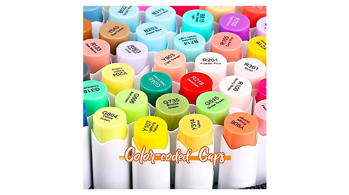 Caliart 121 Colors Alcohol Markers - Vibrant Dual Tip Art Set