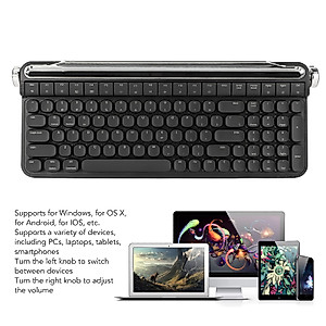 Red Switch Typewriter Mechanical Keyboard, 100 Keys RGB Backlight Retro Bluetooth Gaming Keyboard, Keyboard for Windows for Android for iOS (Black)
