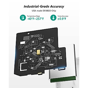 MOCREO ST5 Wireless Thermometer Freezer Alarm, Required Hub (Not Include), Email Alert, App Notification, Data Logging Export, No Subscription Fee, for Refrigerator, Freezer, Hot Tub
