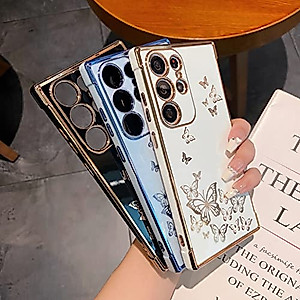 ZTOFERA Phone Case for Samsung Galaxy S23 Ultra 5G Elegant Butterfly,for Lovely Cute Girls & Women,Soft Plating All-Wrapped Protective&Full Cover Camera Samsung Galaxy for S23 Ultra Phone Case-Black