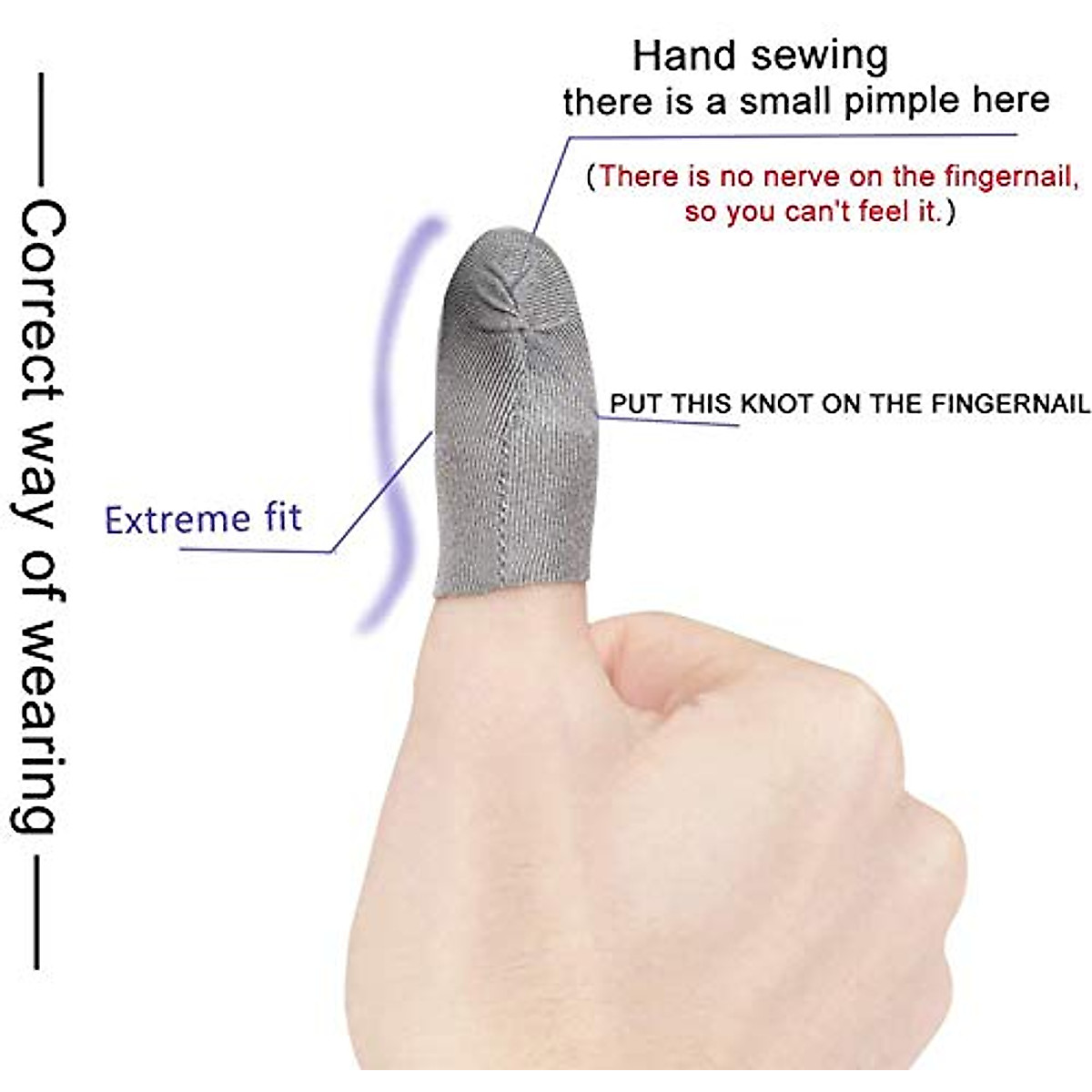 Silver Fiber 100%, 0.01"(0.5mm) Ultra-Thin, PUBG Mobile Finger Sleeve Anti-Sweat Breathable for High-Ranking Players Mobile Game Streamer iPhone/iPad/Android Size: M(6P)