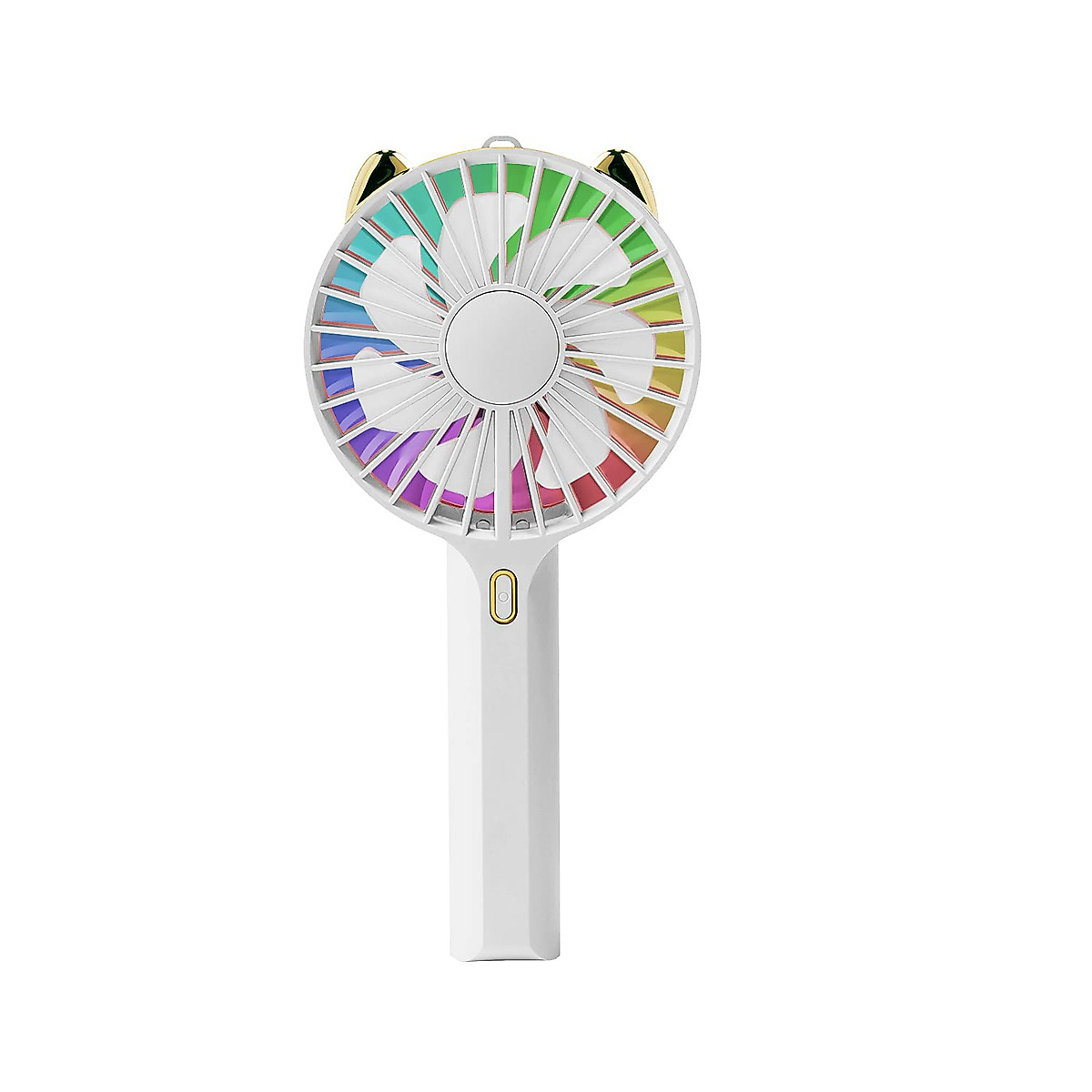 Mini Fan Handheld Fan, 3 in 1 Small Fan with 7 Colors LED Lights, 3 Adjustable Speeds, Rechargeable Battery Operated Fan for Kids, Girls and Women Outdoors or Home Office Use.