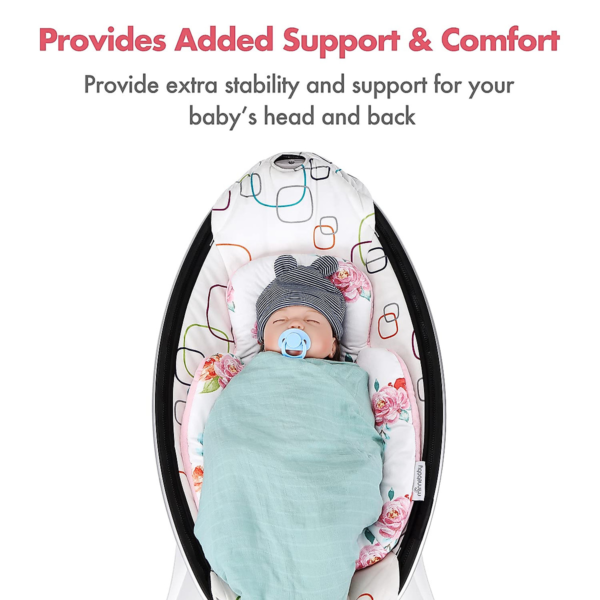 Minne Baby Infant Insert - Compatible with 4Moms RockaRoo and MamaRoo - Breathable Cool Mesh Fabric - Plush Soft Newborn Insert with Head and Body Support