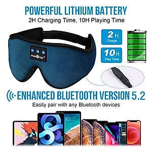 MUSICOZY Sleep Headphones Bluetooth Headband Breathable 3D Sleeping Headphones, Wireless Music Eye Mask Earbuds for Side Sleepers Women Office Air Travel Cool Tech Gadgets Unique Gifts, Pack of 2