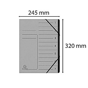 Exacompta 540711E Stapled Folder with Elastic Bands 7 Compartments Recycled Card Black A4 Document Folder - Grey