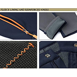 TACVASEN Men's Waterproof Pants Winter Pants Fleece Lined Pants Snow Pants Warm Pants Outdoor Pants Hiking Pants Navy