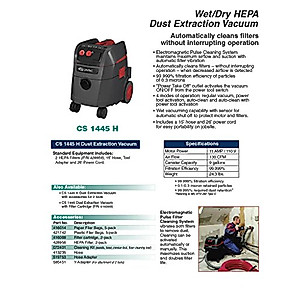 C.S. Unitec CS 1445 H 9 gal HEPA Wet/Dry Industrial Vacuum Cleaner 157 CFM - Made in Germany