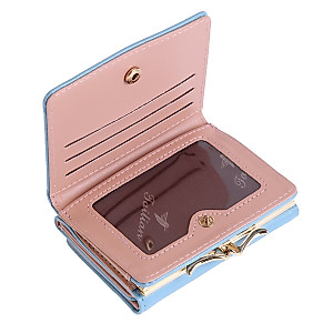 Damara Womens Metal Frame Kiss-lock Small Clutch Cards Holder Wallet,Black