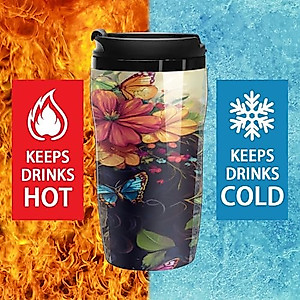 African Am-erican Flower Black Women Travel Coffee Mug Reusable Coffee Cup Tumbler with Lid for Outdoor 250ml