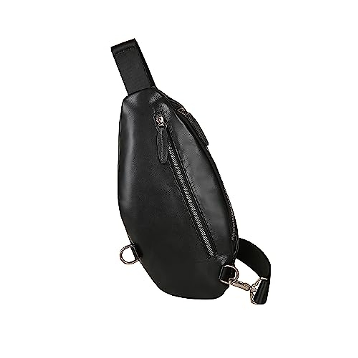 GZRHKJ Crossbody Bags for Women Men, Genuine Leather Small Sling Bag for Women Men，Handmade Chest Bag Shoulder Backpack——Black