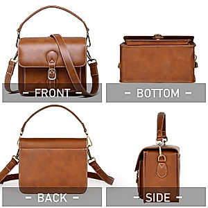 Cwatcun Camera Shoulder Bag Compact Camera Case Waterproof Retro Compatible for Canon Nikon Sony SLR DSLR Mirrorless Camera and Lens Brown, Small