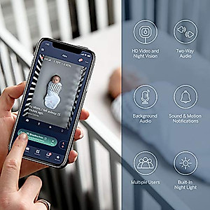 Nanit Plus - Smart Baby Monitor and Floor Stand: Camera with HD Video & Audio - Sleep Tracking - Night Vision - Temperature & Humidity Sensors and Two-Way Audio