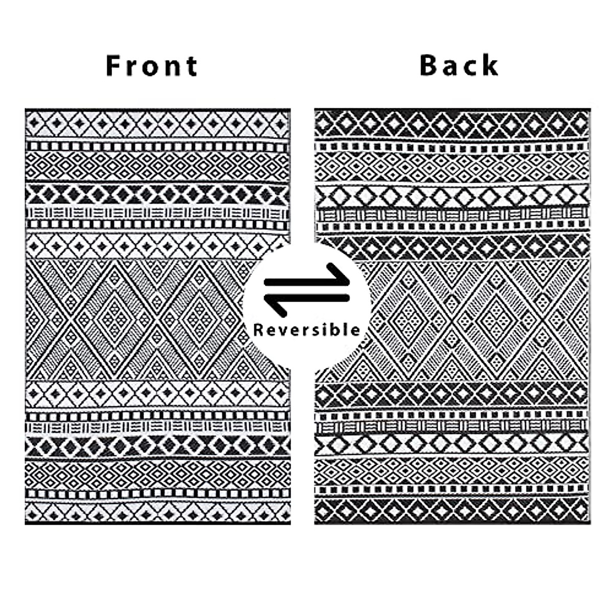 Green Decoren Relic Premium Stain Proof Rain Proof Lightweight Reversible Plastic Outdoor Rug (6x9, Black/White)