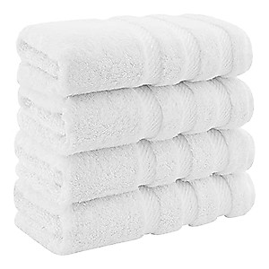 American Soft Linen Luxury Hand Towels, Hand Towel Set of 4, 100% Turkish Cotton Hand Towels for Bathroom, Hand Face Towels for Kitchen, White Hand Towel