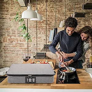 AGX Bravo Platter Storage Case, Hard Shell, Stackable China Storage Containers for Moving, Inside Measures 17'' x 13'', 3 Felt Dividers Included