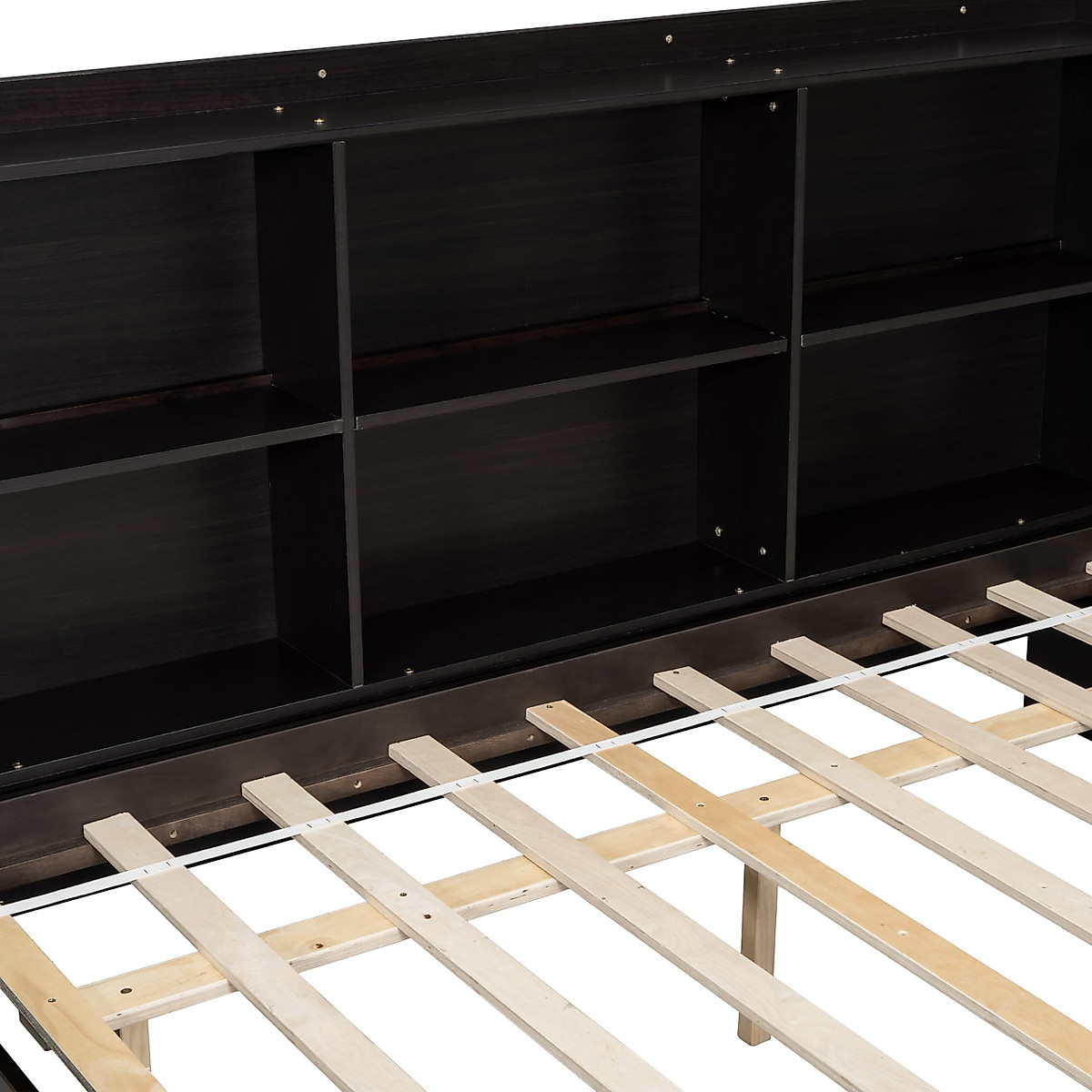 DNChuan Full Size Daybed with Bookcase and Underneath Storage Drawers,Captains Corner Day Bed,No Box Spring Needed for Kids Boys Girls Adults,Espresso