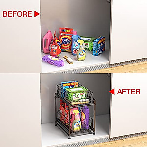 LIDYUK Under Sink Organizer, 2-Tier Kitchen Cabinet Organizer with Sliding Storage Basket Drawers, for Bathroom, Kitchen, Office, Black