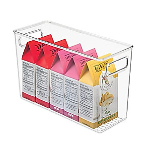 iDesign Plastic Stackable Kitchen Organizer Bin with Easy to Grip Integrated Handles for Kitchen, Fridge, Freezer, Pantry and Cabinet Organization, The Linus Collection – 12" x 5" x 7.75", Clear