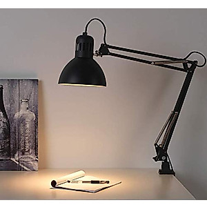 IKEA TERTIAL Work Lamp 32" Adjustable Multi-Joint Spring Swing Arm Clamp Clip On LED Bulb Included (Black)