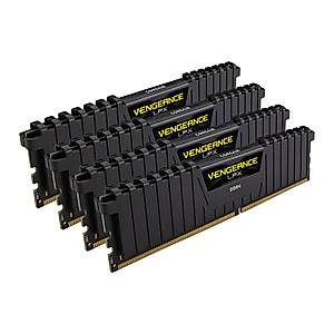 Corsair CMK16GX4M4A2666C16 Vengeance LPX 16GB (4x4GB) DDR4 DRAM 2666MHz (PC4-21300) C16 Memory Kit - Black