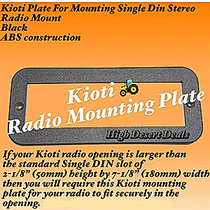 Generic Kioti Radio Mounting Plate for Mounting Single Din Stereo Radio Mount Black Trim Bezel