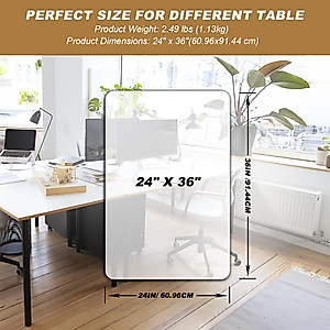 Vicwe 24 x 36 Inch Clear Table Cover Protector,1.5 mm Thick Single-Sided Frosted Clear Desk Pad Mat, Rectangle Waterproof Table Top Protector, Scratch Proof and Easy Cleaning for Dining Room Table