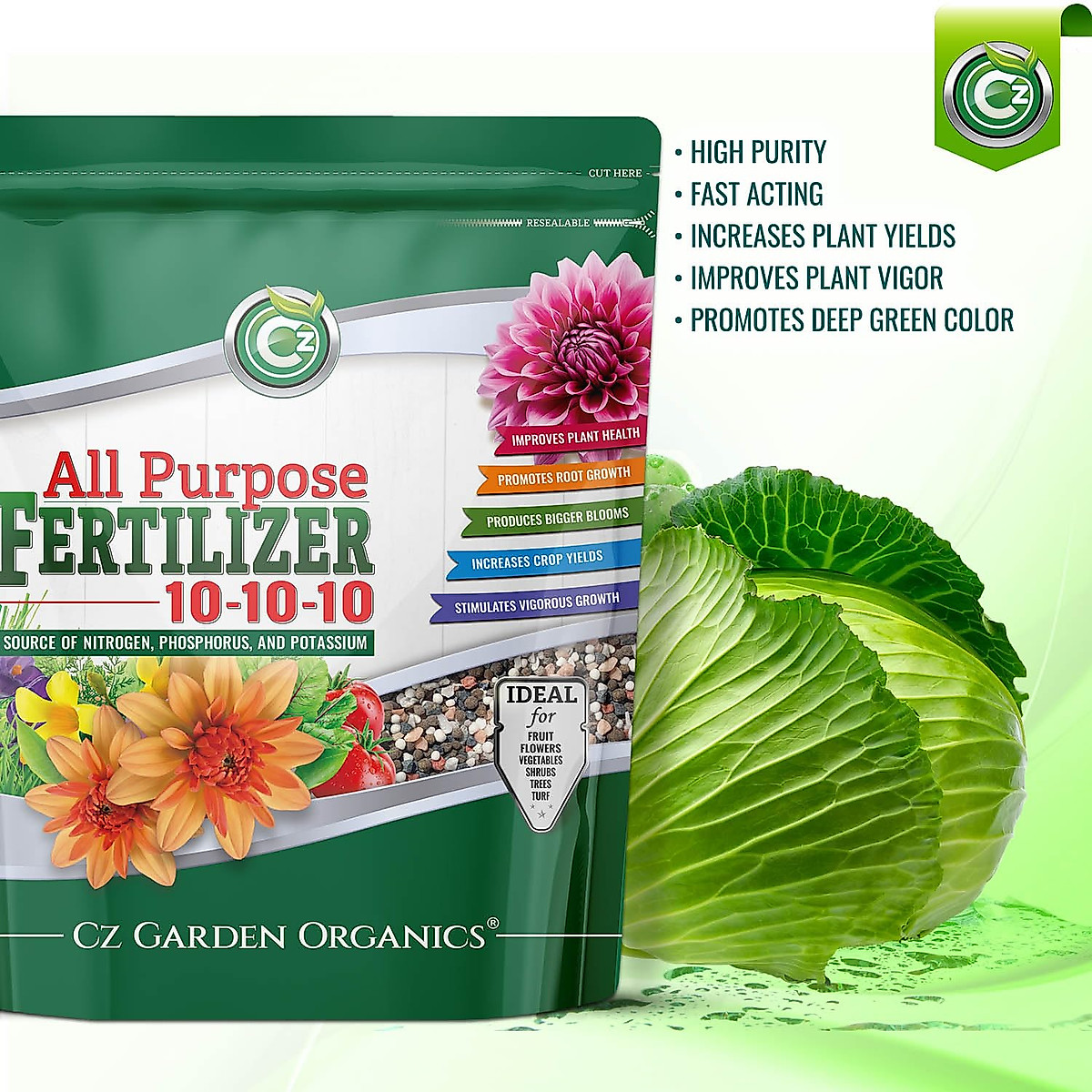 10-10-10 All Purpose Fertilizer - Made in USA - Granular Plant Food for Indoor/Outdoor Plants & Flower Gardens - Promotes Vigorous Growth, Big Blooms and Green Lawns!