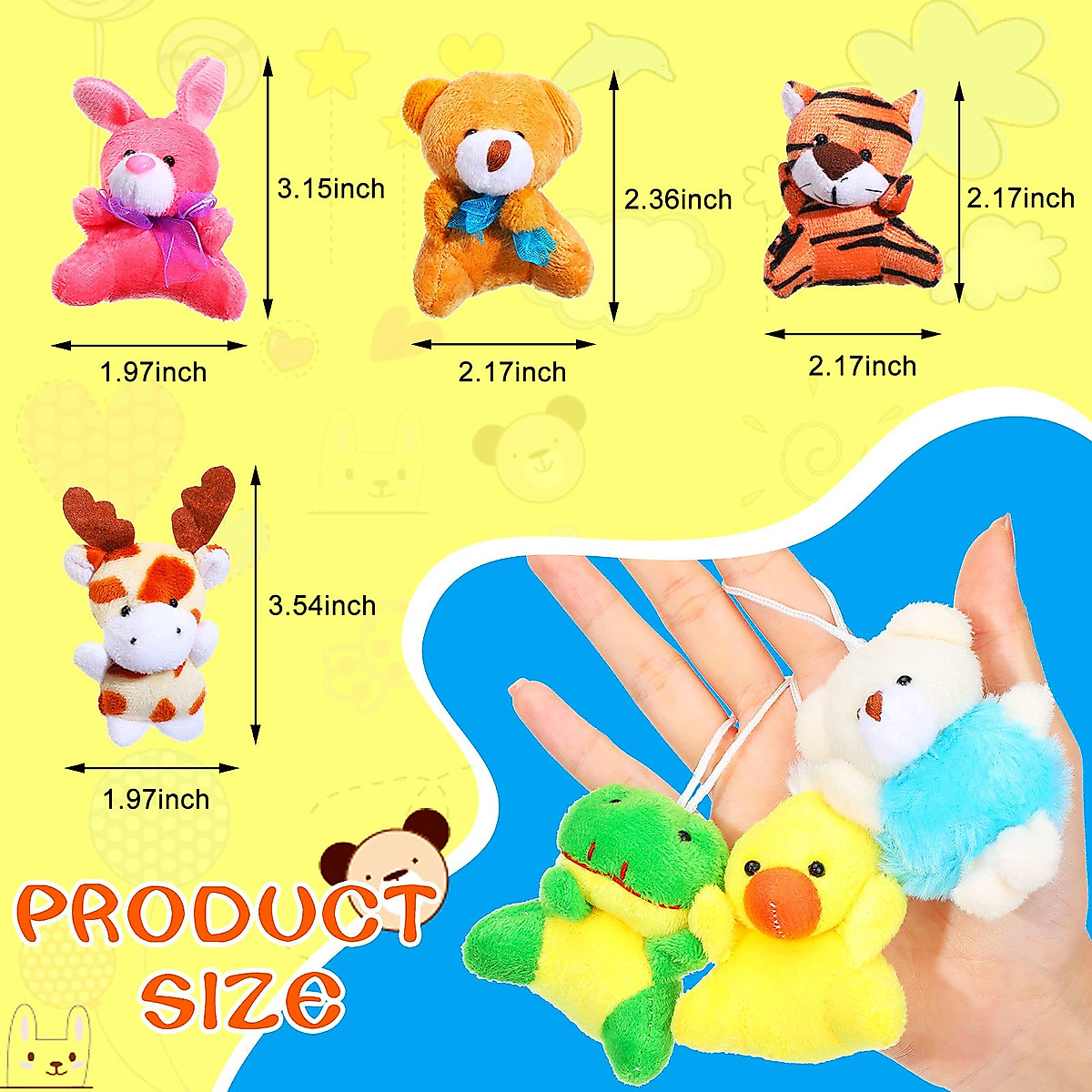 40 Pieces Mini Plush Animals Toys Set Animal Plush Toys Stuffed Animals Set Stuffed Animals Bulk Tiny Stuffed Animals for Boys Girls Themed Parties Valentine's Day Supplies Presents
