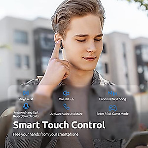 Wireless Earbuds Truefree T1 Bluetooth 5.0 Headphones in-Ear Stereo Earphones with 4 Mics AI ENC for Clear Calls, 60ms Low Latency Game Mode, Touch Control, Total 30 Hours of Playtime, Immersive Sound
