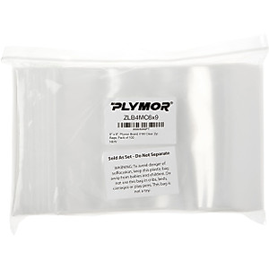 Plymor 6" x 9" (Pack of 100), 4 Mil Heavy Duty Zipper Reclosable Plastic Bags