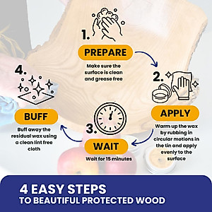 Beeswax Furniture Polish & Conditioner for Wood Enhances the Natural Beauty of Oak Pine Beech & More Seals & Protects for a Perfect Finish Bees Wax Polish (Natural, 3.4 Fl Oz)