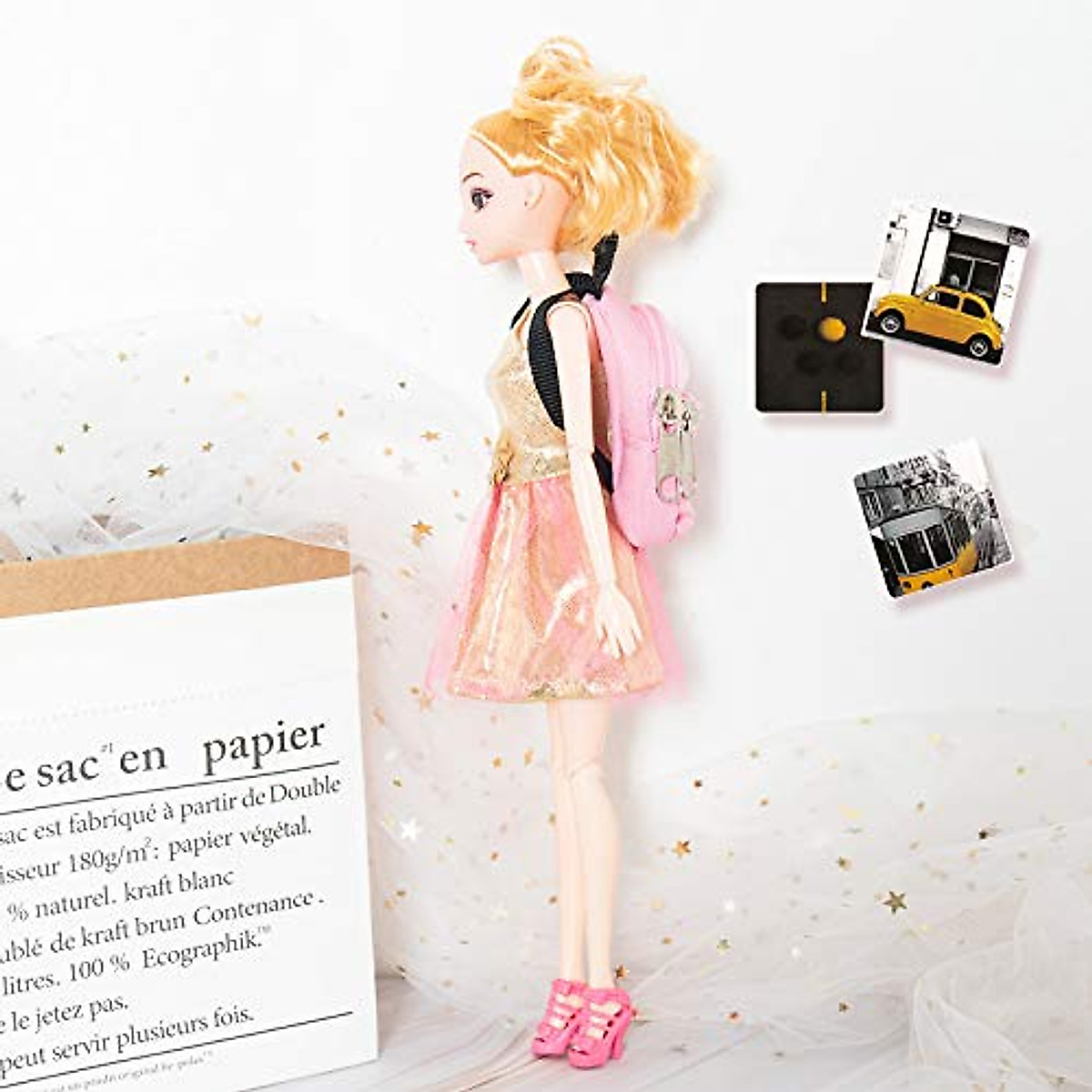 SOTOGO 31 Pieces Doll Accessories Include 10 Pieces Mini Doll Backpacks Mini Doll Bag Cute Zipper Backpack Mini Books Backpacks and 21 Pieces Miniatures Doll Books for Doll Accessories