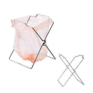 Jonvin 2 PCS Desktop Trash Bag Holder,Metal Mini Countertop Trash Can, Foldable Stainless Steel Garbage Bag Shelf,Dishcloth Towel Rack