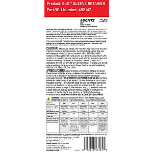 Loctite 492147 640 High Strength Sleeve Retainer Bottle, 36-Milliliter
